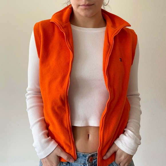 Tommy Hilfiger | Jackets & Coats | Tommy Hilfiger Neon Orange Fuzzy Zip ...